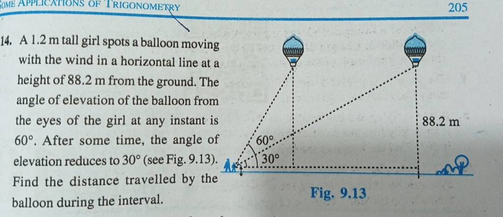 14. A 1.2 m tall girl spots a balloon moving with the wind in a horizonta..