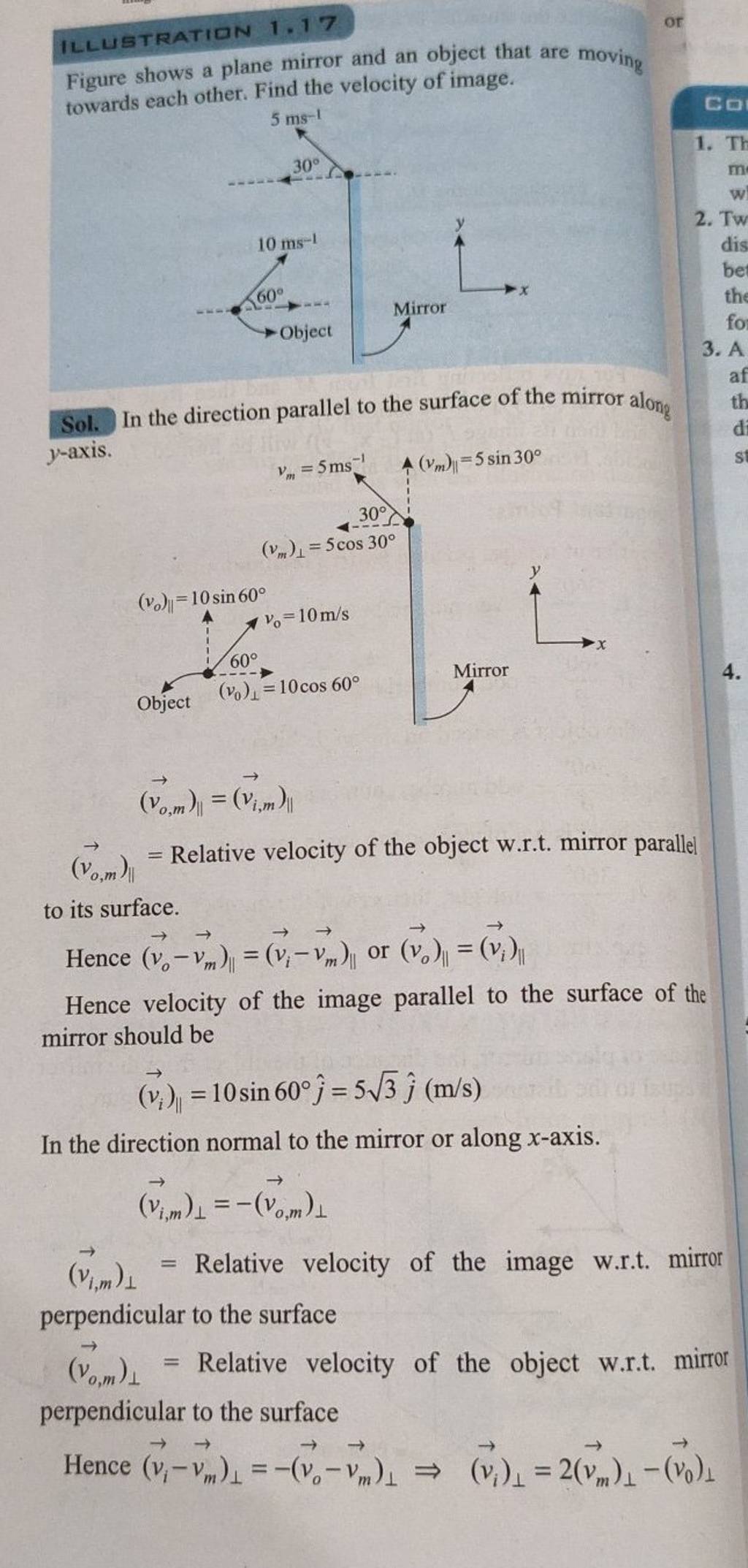 Figure shows a plane mirror and an object that are moving towards each ot..