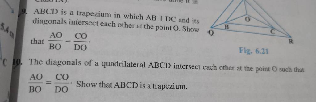 9. ABCD is a trapezium in which AB∥DC and its diagonals intersect each ot..