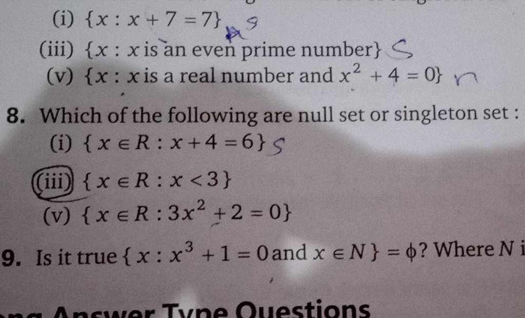 I {x X 7 7} Iii {x X Is An Even Prime Number }⊆ V {x X Is A Real Nu