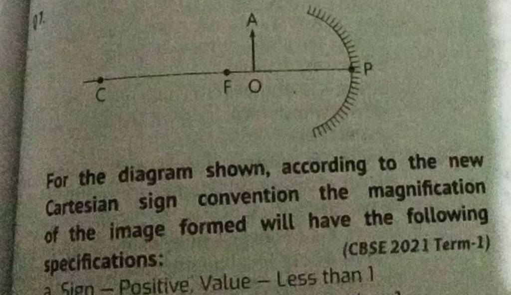 1. For the diagram shown, according to the new Cartesian sign convention