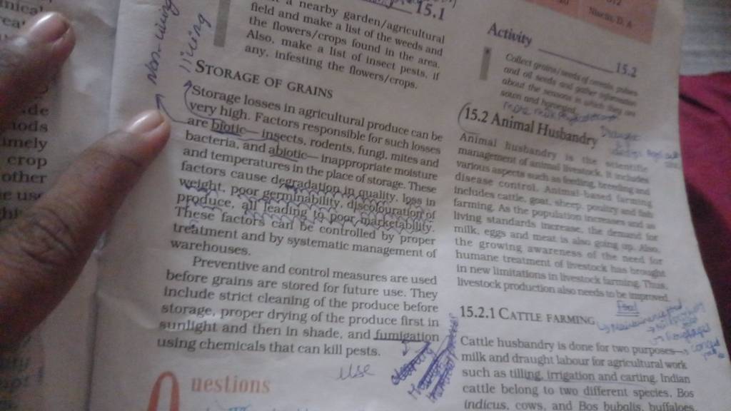 storage, proper drying of the produce before sunlight and then in shade,