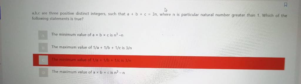 Abc Are Three Positive Distinct Integers Such That Abc3n Where N I