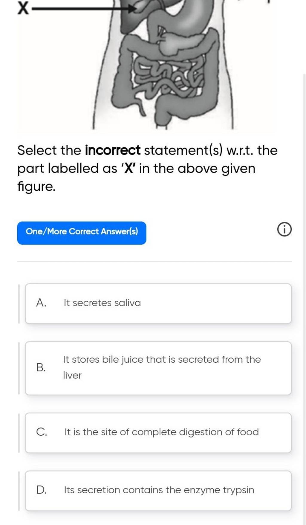 Select the incorrect statement(s) w.r.t. the part labelled as ' X ' in th..
