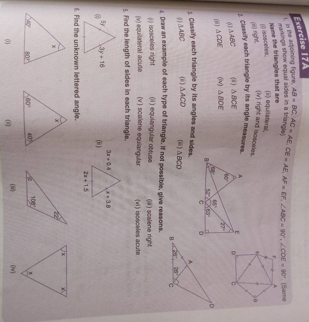 Classify each triangle by its angle measures. | Filo Classify each triangle by its angle measures. | Filo