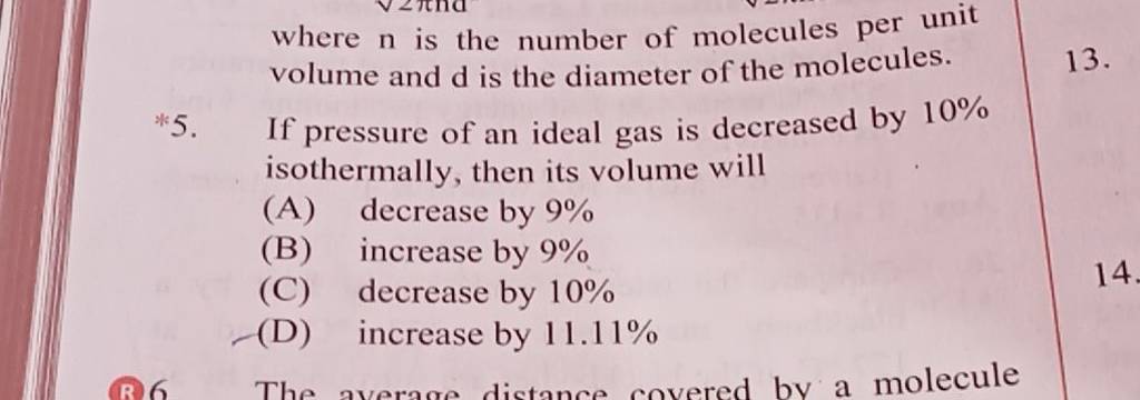 where n is the number of molecules per unit volume and d is the diameter