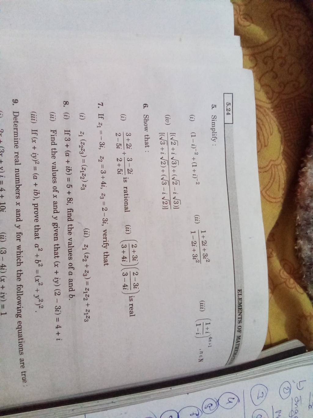 5.24 ELEMENTS OF MATBPE 4 TItey 5. Simplify : | Filo