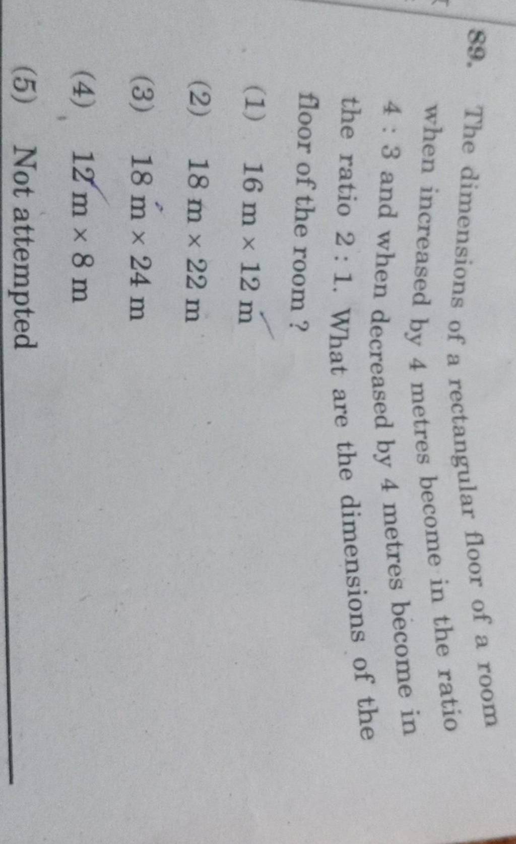 The dimensions of a rectangular floor of a room when increased by 4 metre..