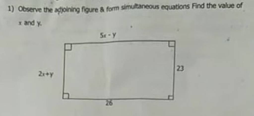 1) Observe the affilining figure 8 form simultaneous equations Find the v..