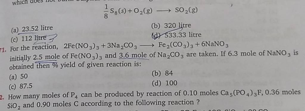 For The Reaction 2fe No3 3 3na2 Co3 Fe2 Co3 3 6nano3 Obtained The
