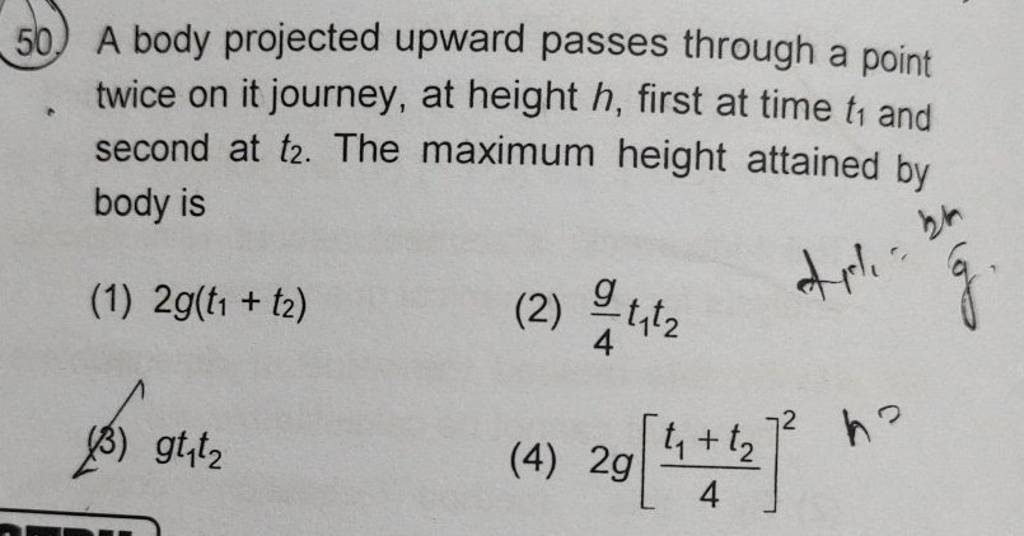 A body projected upward passes through a point twice on it journey, at he..
