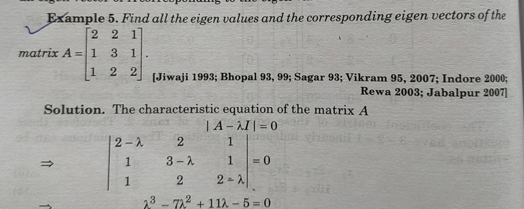 Example 5 Find All The Eigen Values And The Corresponding Eigen Vectors