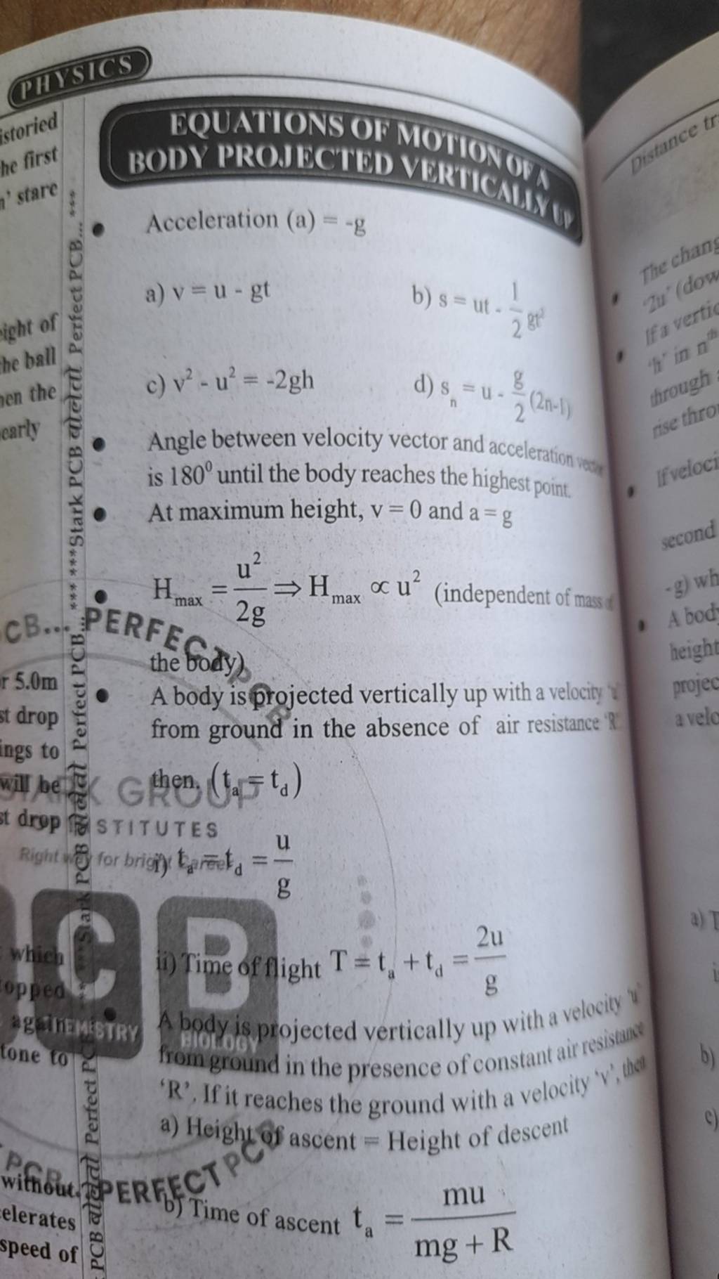 Angle Between Velocity Vector And Acceleration Wisce Is 180∘ Until The Bo