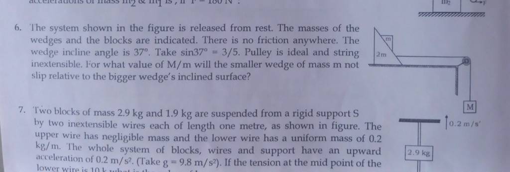 6. The system shown in the figure is released from rest. The masses of th..