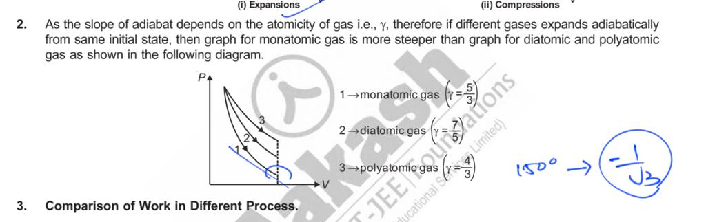 2. As the slope of adiabat depends on the atomicity of gas i.e., γ, there..