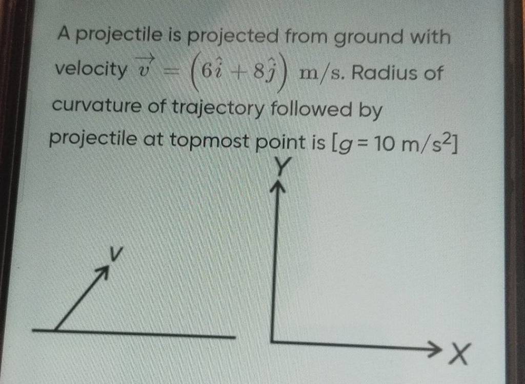 A Projectile Is Projected From Ground With Velocity V 6i 8j M S Radi