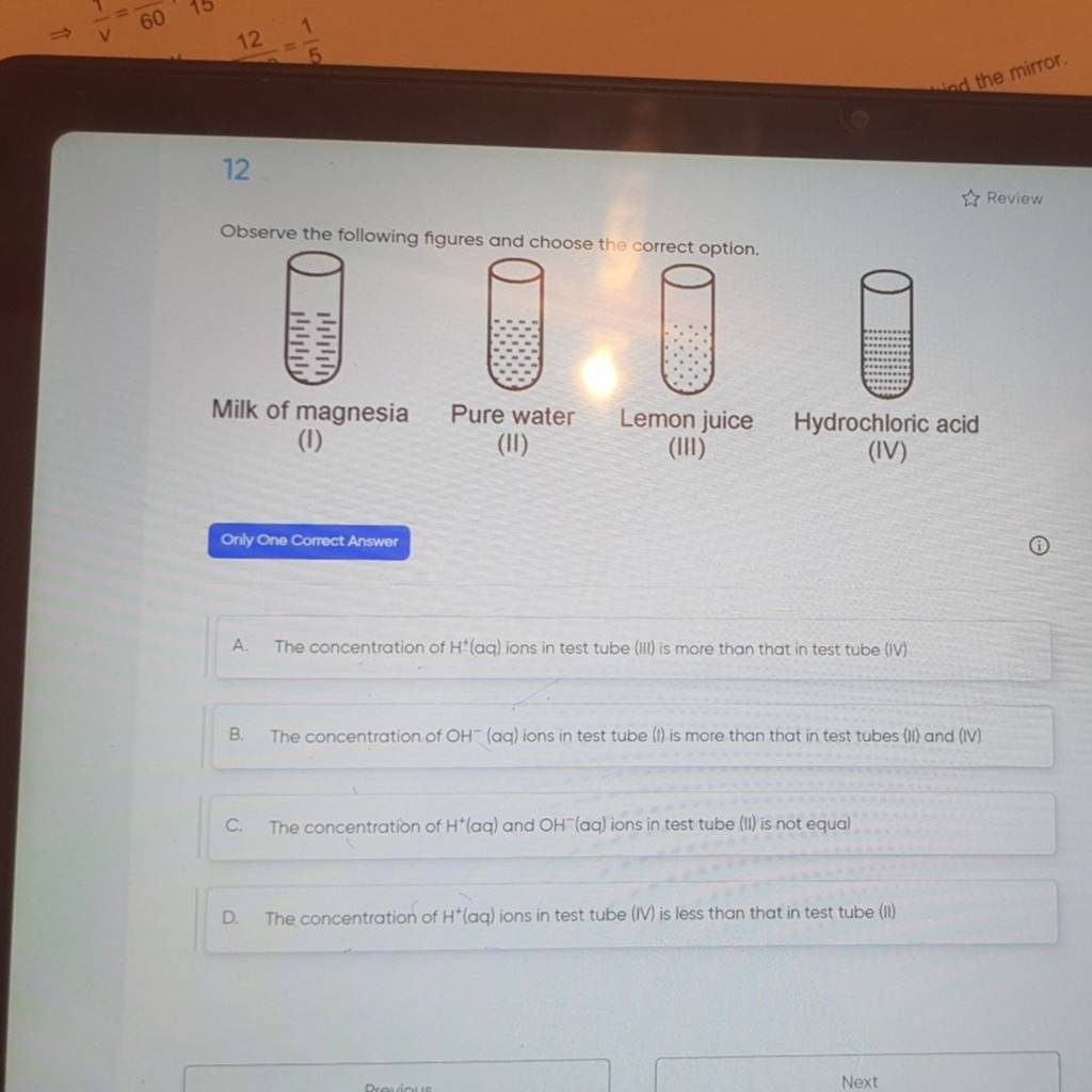 12 Observe The Following Figures And Choose The Correct Option I Ii