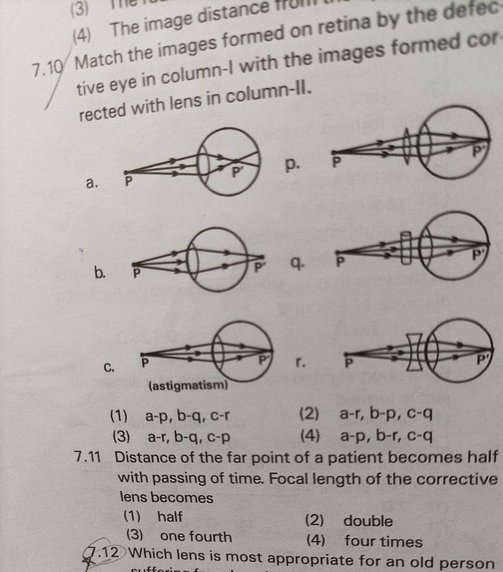 7.11 Distance of the far point of a patient becomes half with passing of