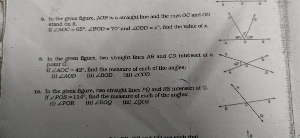 8. In the given figure, AOB is a straight line and the rays OC and OD sta..