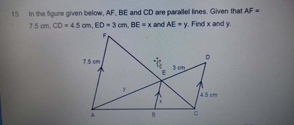 15 In The Figure Given Below Afbe And Cd Are Parallel Lines Given That