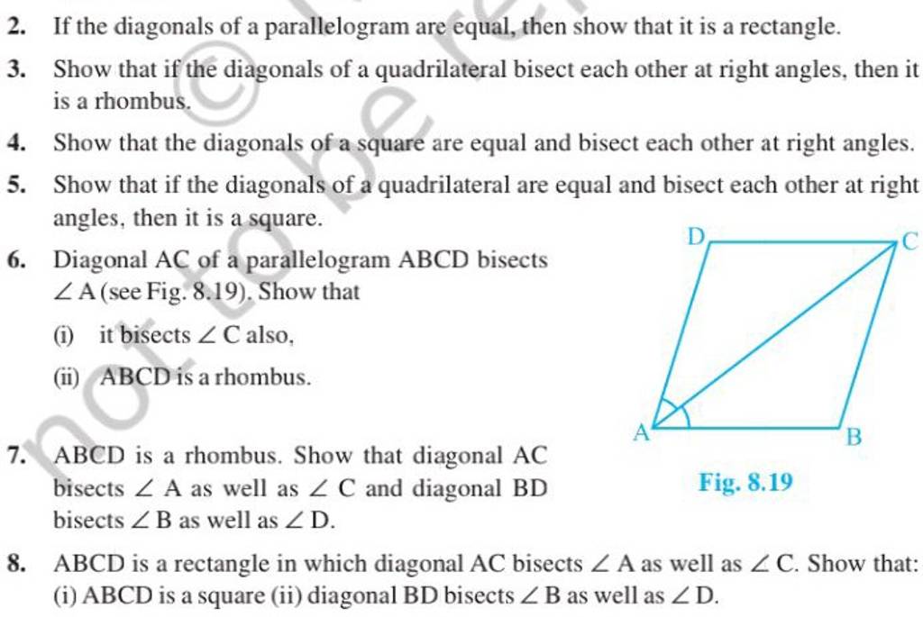 2. If the diagonals of a parallelogram are equal, then show that it is a
