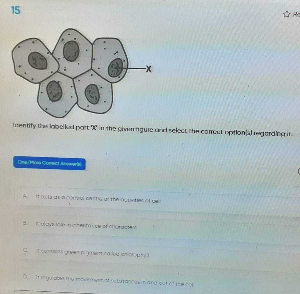 15 Identify The Labelled Part X In The Given Figure And Select The Co
