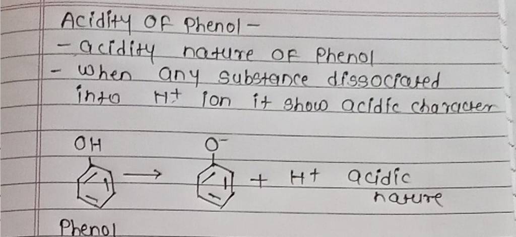 Acidity of Phenol - - acidity nature of Phenol - when any substance disso..