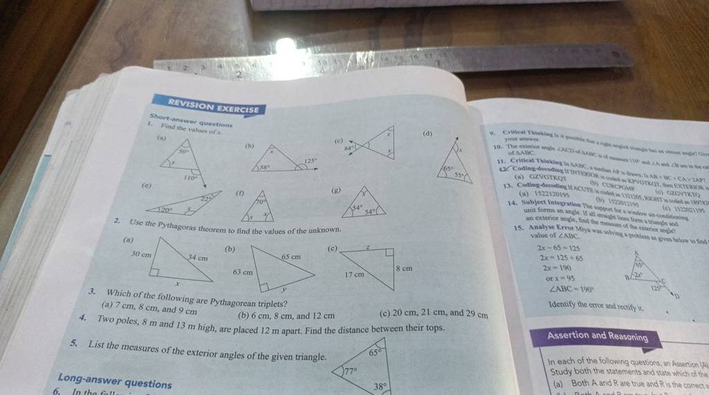 2 Use The Pythagoras Theorem To Find The Values Of The Unknown 3 Which