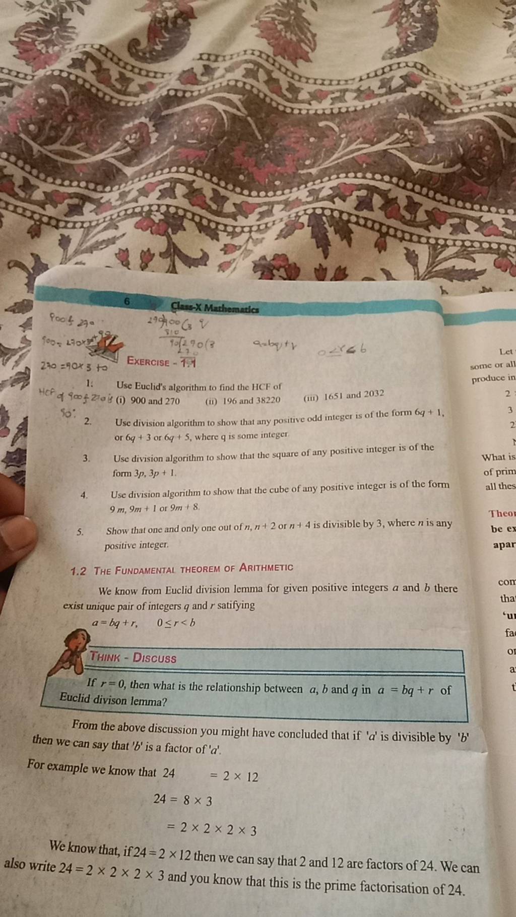 1 Use Euclids Algorithm To Find The Hcf Of Ii 196 And 38220 Iii 165