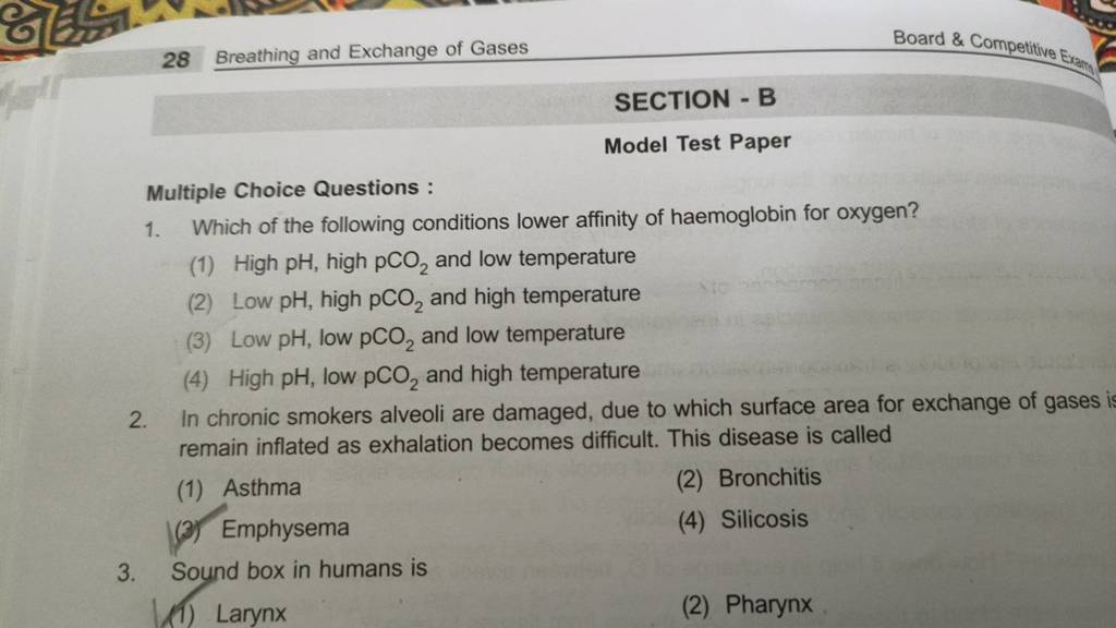 In chronic smokers alveoli are damaged, due to which surface area for exc..