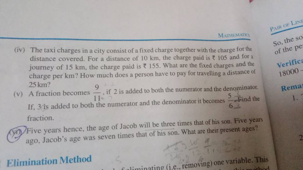 (iv) The taxi charges in a city consist of a fixed charge together with t..
