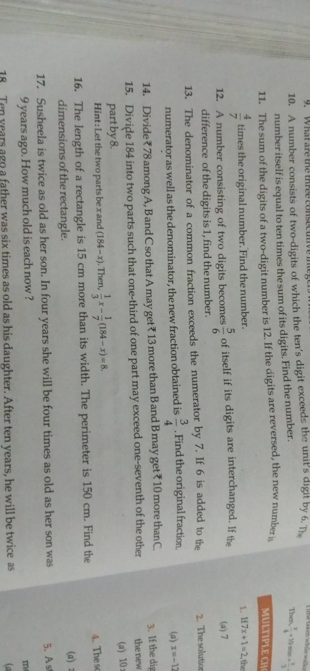 10 A Number Consists Of Two Digits Of Which The Ten S Digit Exceeds The