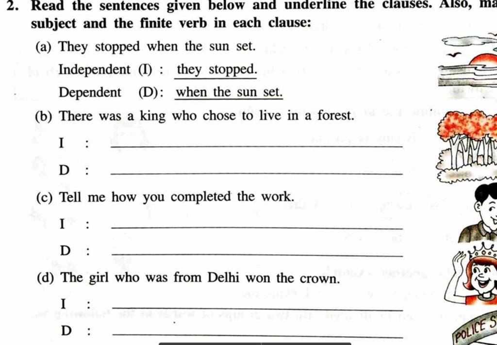 2. Read the sentences given below and unde subject and the finite verb in..