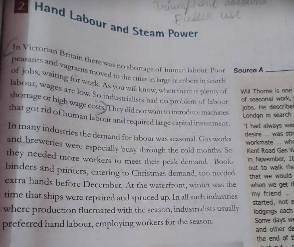 2 Hand Labour and Steam Power In Victorian Britain the the was no shortag..