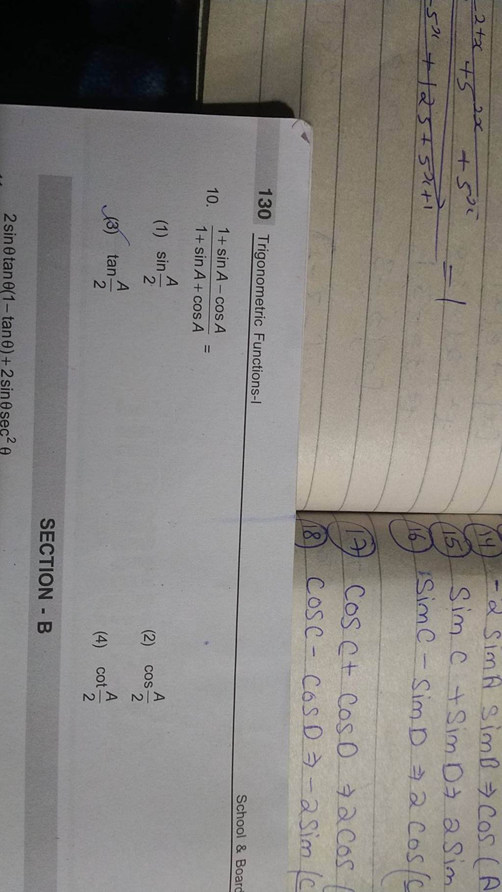 cosc+cos0⇒2cos 18) cosC−cosD⇒−2sin(C 130 Trigonometric Functions-1 Schoo..