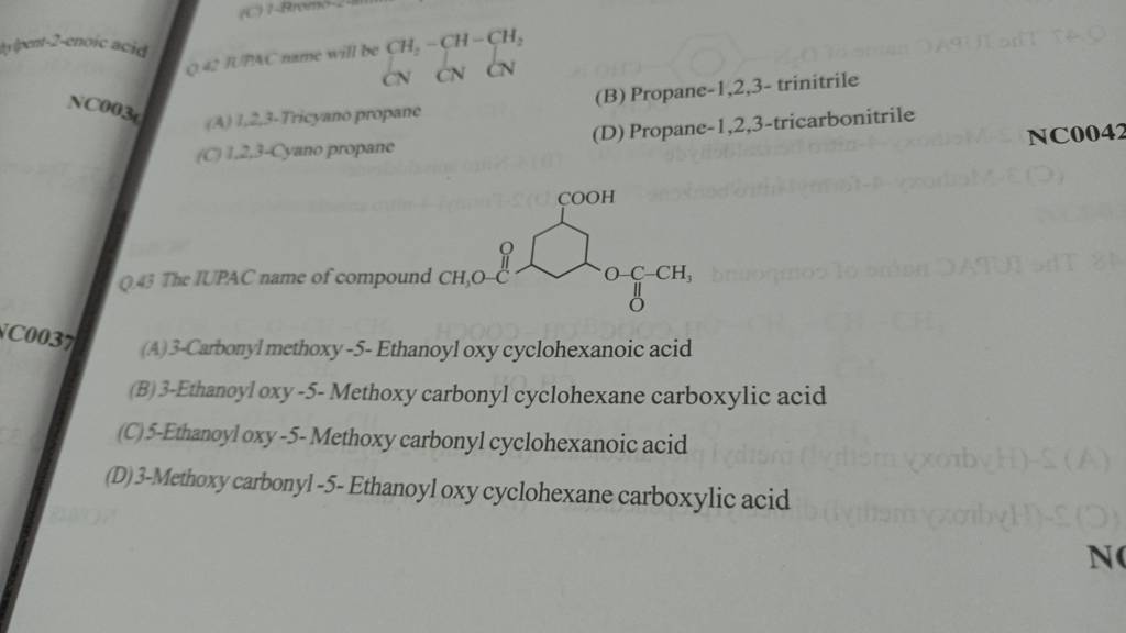 eat R nac name will be CH2 −CH−CH2 CNCNCN | Filo