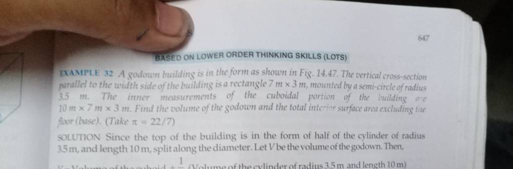 BASEED ON LOWER ORDER THINKING SKILLS (LOTS) EXAMPLE 32 A godown building..