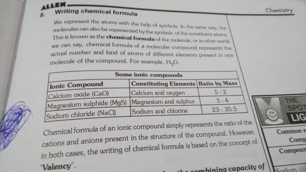 8. Writing chemical formula We represent the atoms with the help of symbo..