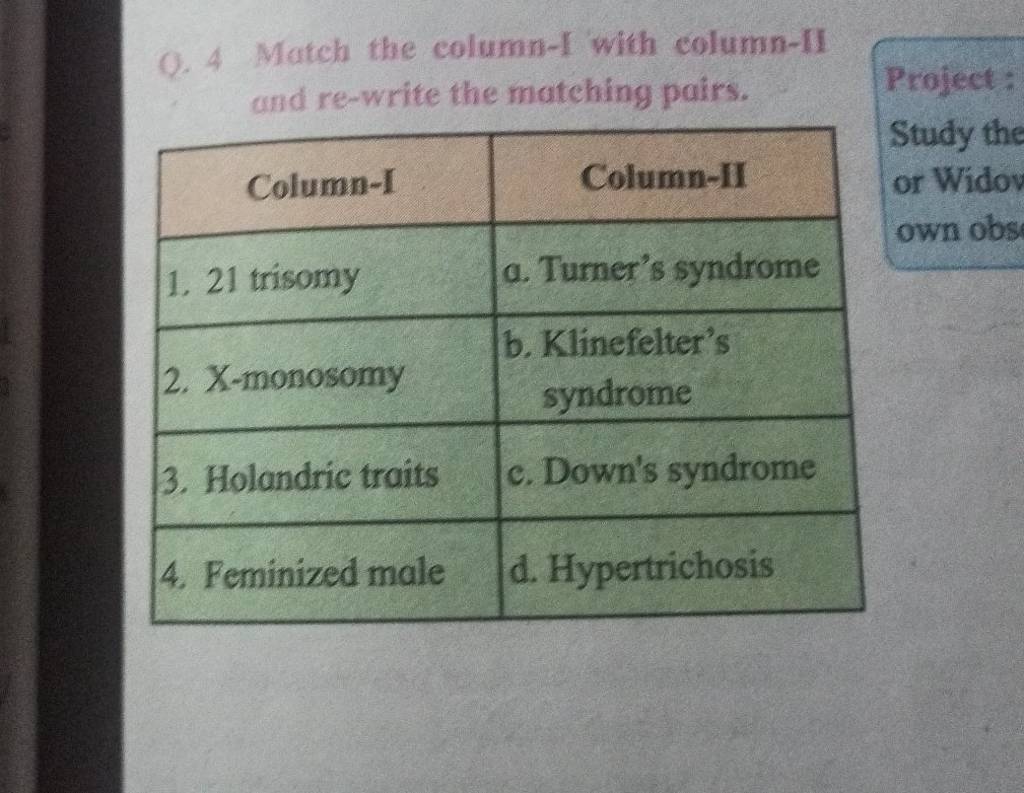 Q. 4 Match the column-I with column-II and re-write the matching pairs. C..