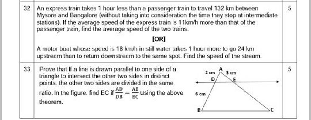 32 An express train takes 1 hour less than a passenger train to travel 13..