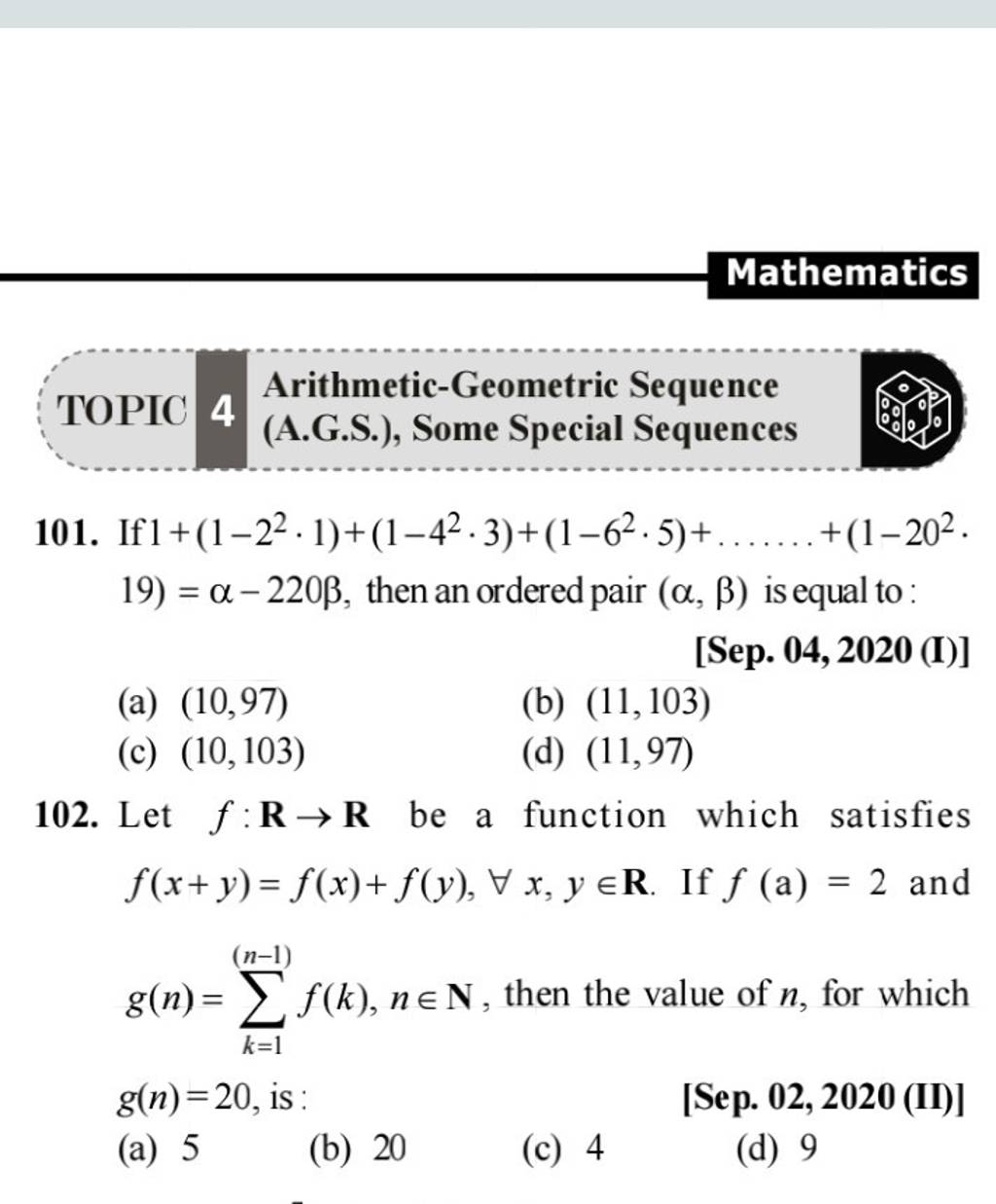 Mathematics TOPIC 4 Arithmetic-Geometric Sequence 101. If 1+(1−22⋅1)+(1−4..