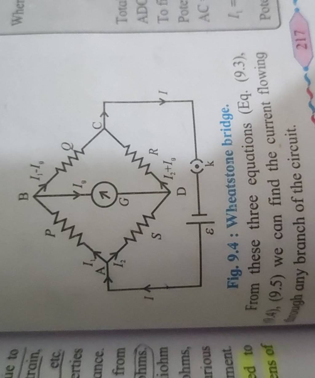 Fig. 9.4: Wheatstone bridge. From these three equations (Eq. (9.3), 4.4),..