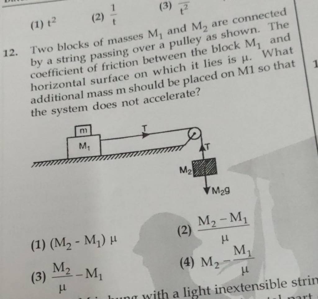 Two Blocks Of Masses M1 And M2 Are Connected By A String Passing Over A