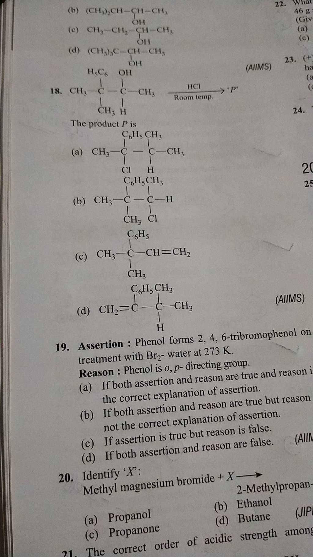 Identify X Methyl Magnesium Bromide X Filo