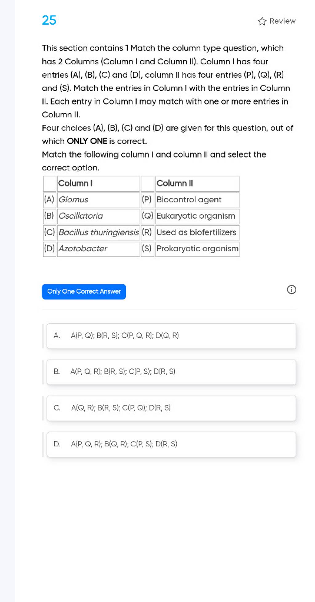 25 Review This section contains 1 Match the column type question, which h.. 25 Review This section contains 1 Match the column type question, which h..