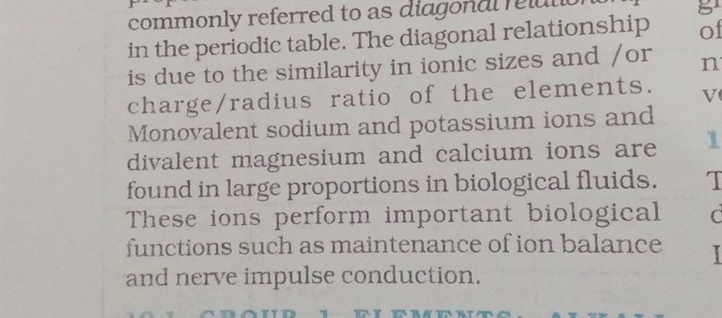 commonly referred to as in the periodic table. The diagonal relationship