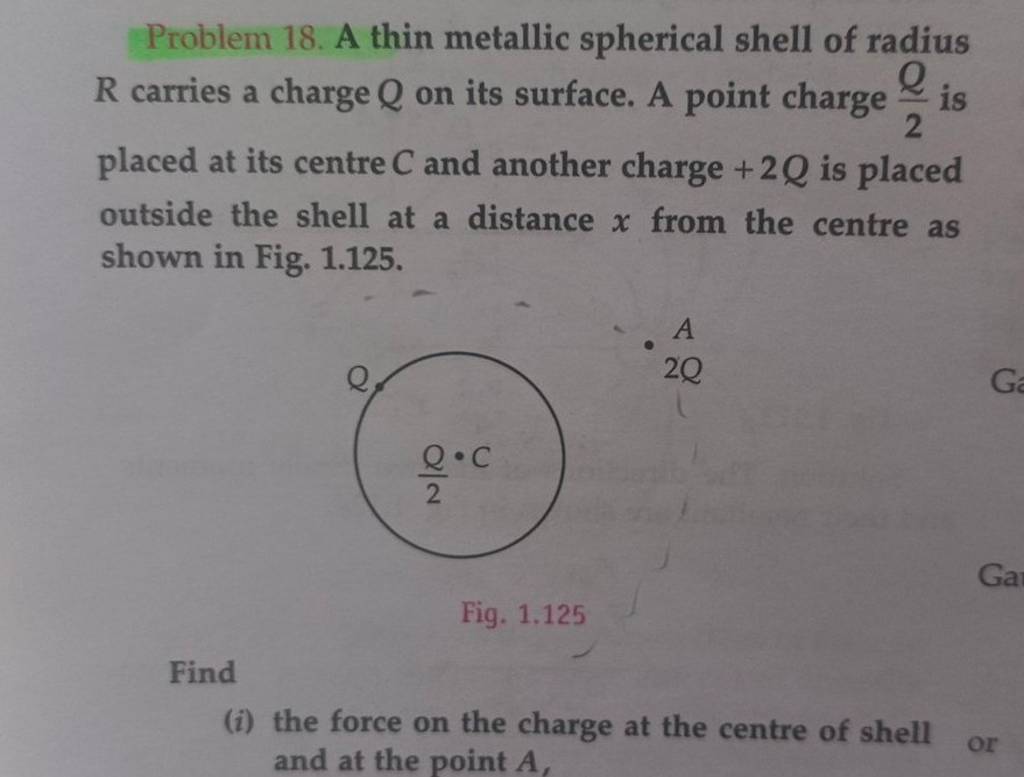 Problem 18. A thin metallic spherical shell of radius R carries a charge
