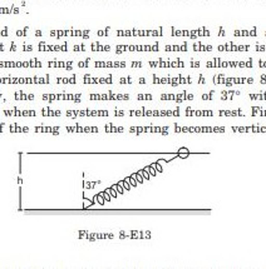 d of a spring of natural length h and k is fixed at the ground and the ot..