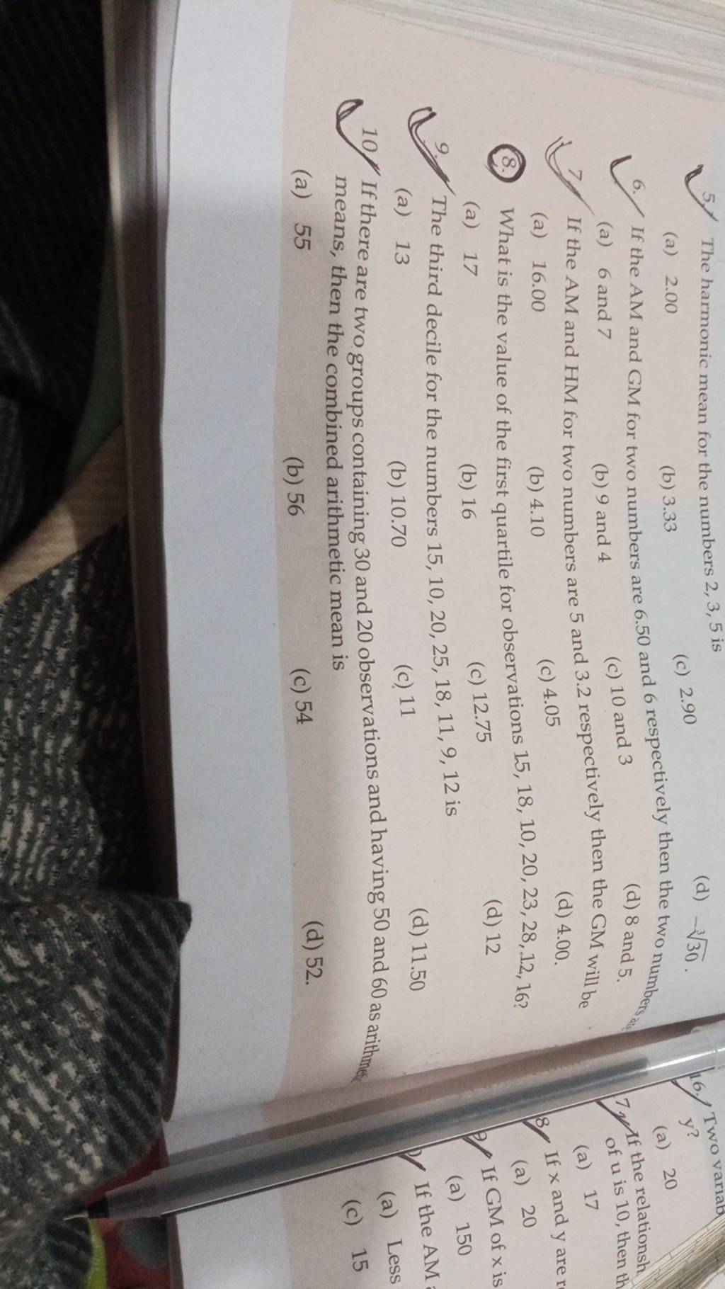 The third decile for the numbers 15,10,20,25,18,11,9,12 is | Filo