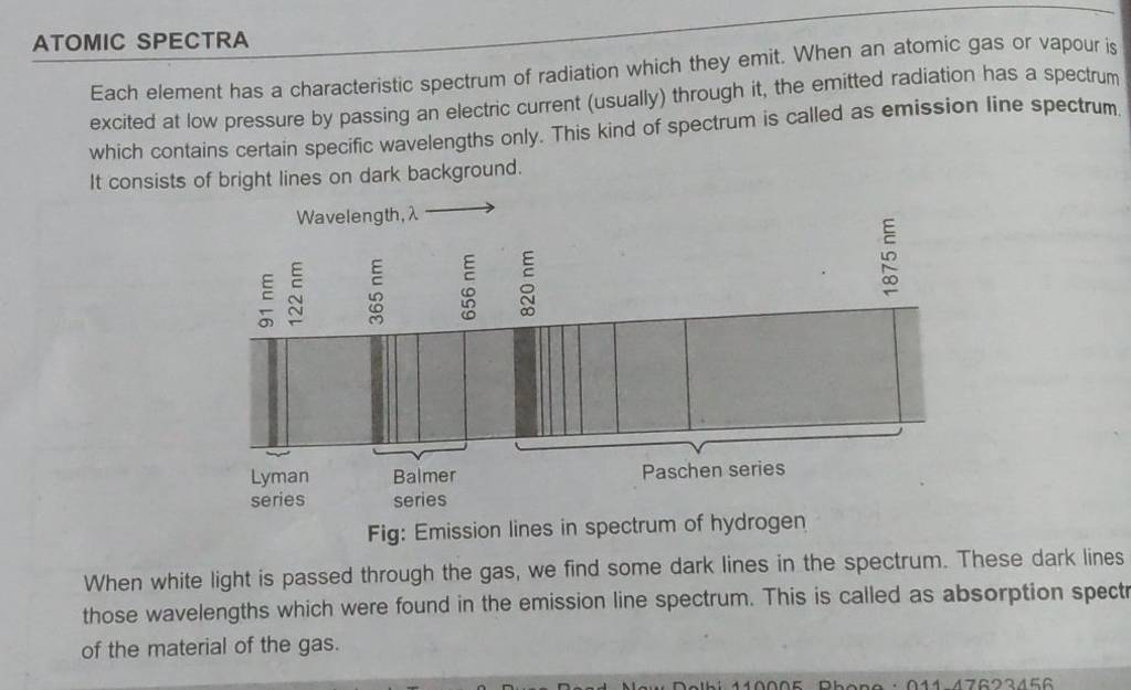Atomic Spectra Each Element Has A Characteristic Spectrum Of Radiation Wh